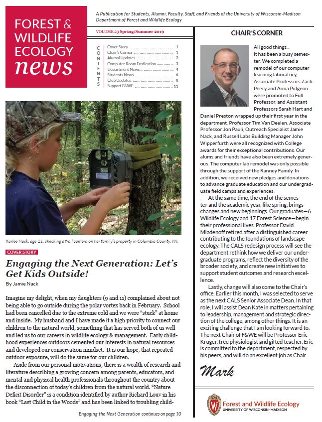 Department Newsletter – Forest and Wildlife Ecology